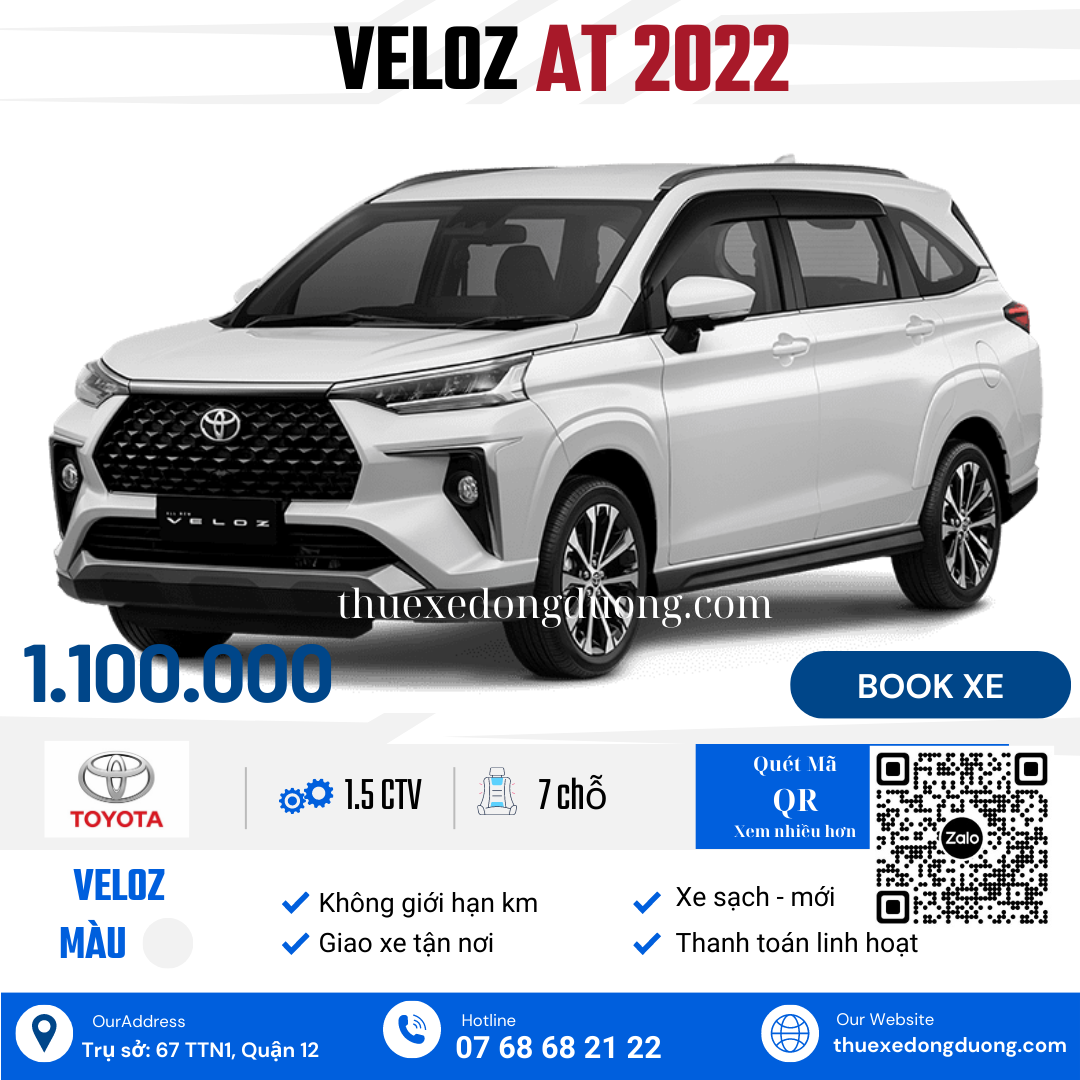 Thuê Xe Toyota Veloz CROSS | Đời 2023 - AT | Nhận Xe Ngay